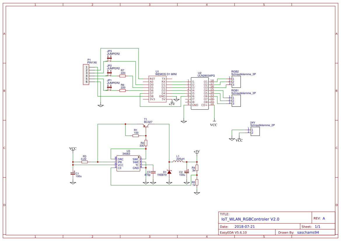 IoT_WLAN_RGBControler V2.0 - OSHWLab
