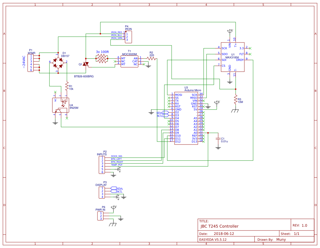 JBC T245 Iron Controller - EasyEDA open source hardware lab
