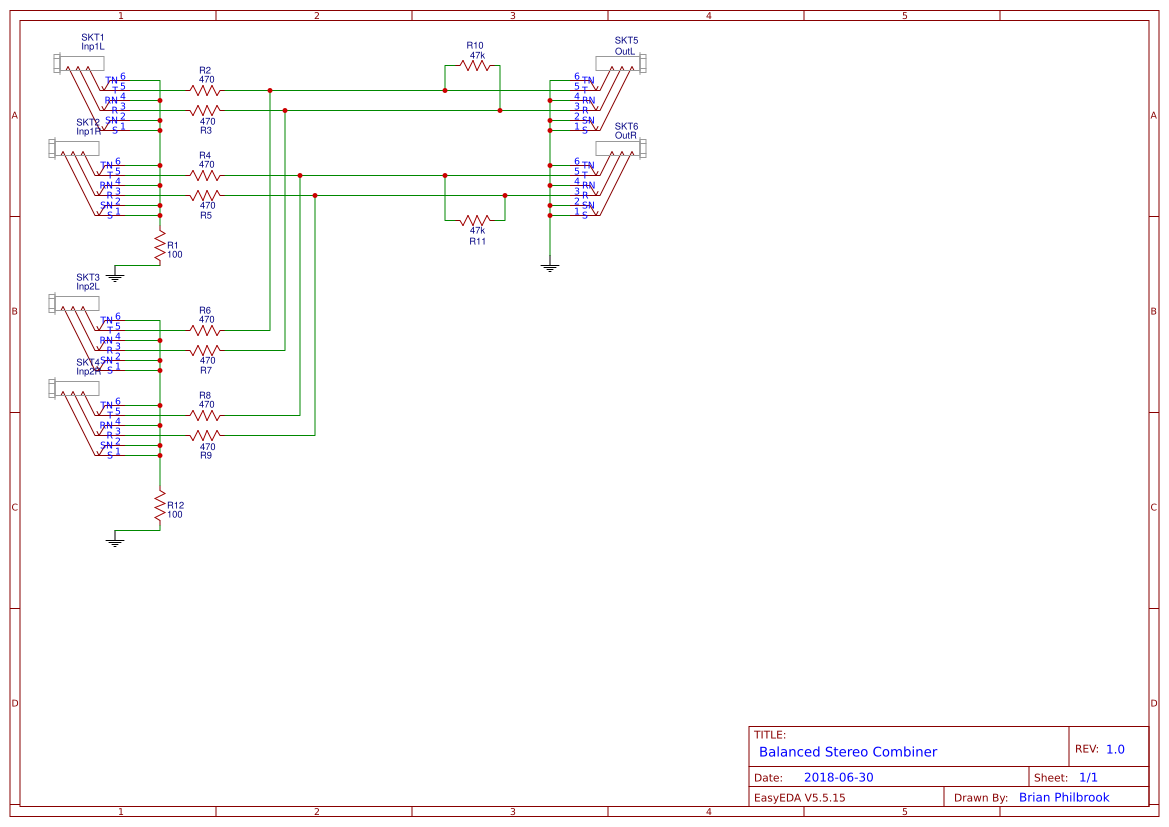 Balanced Stereo Combiner - EasyEDA open source hardware lab