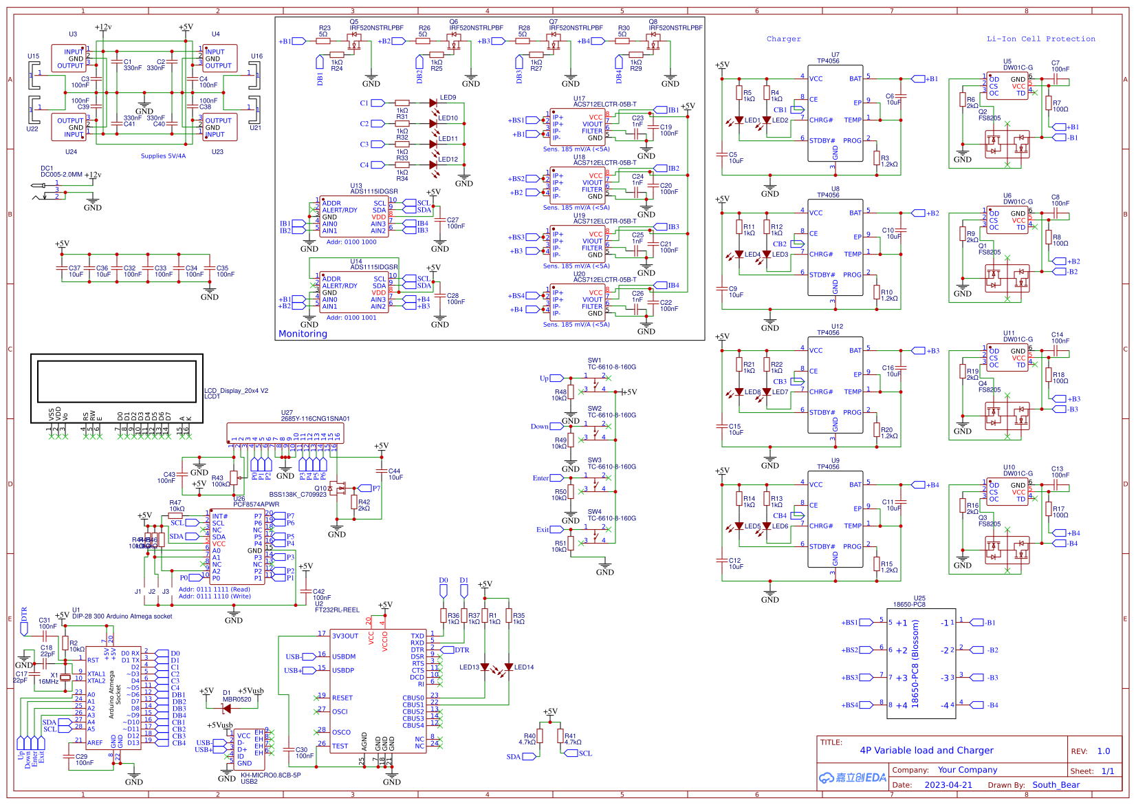 PCB_4P Load and Charger - 18650 (mAh counter) - EasyEDA open source hardware lab
