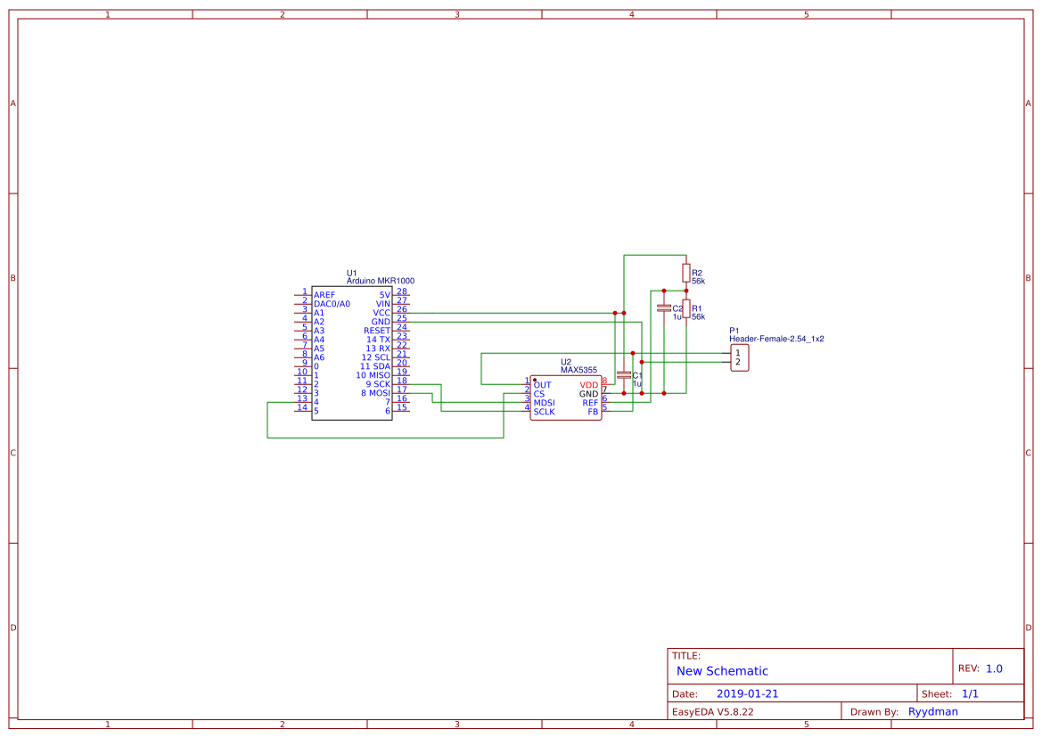 SPI DAC MAX5355 Arduino MKR1000 - EasyEDA open source hardware lab