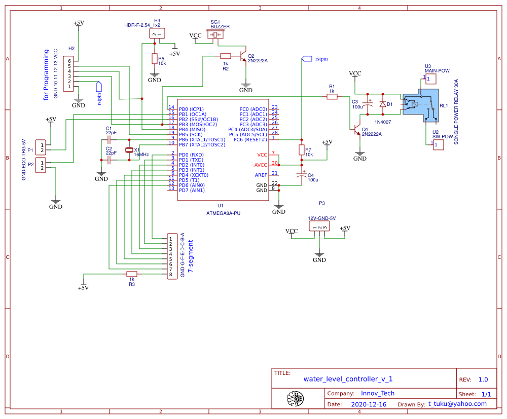 waterlevelcontroller using ATMEGA8 - EasyEDA open source hardware lab