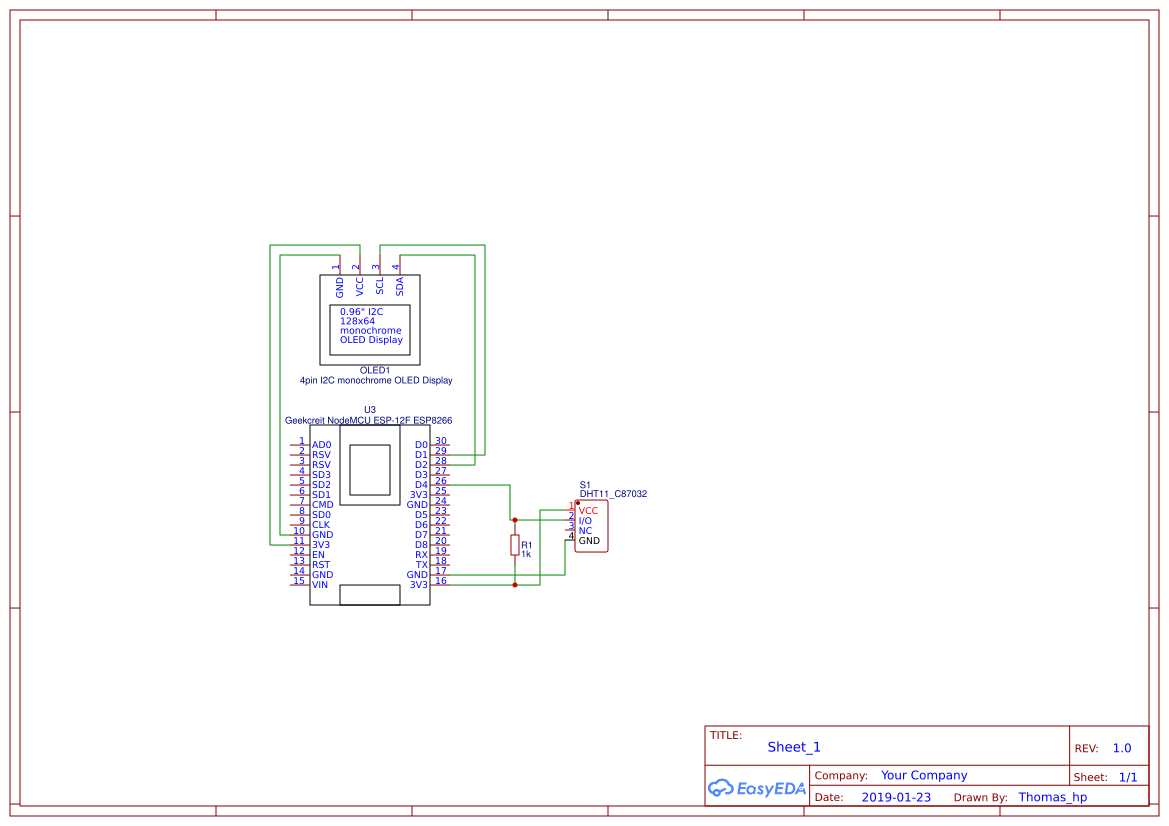 Wifi temp with Oled - EasyEDA open source hardware lab