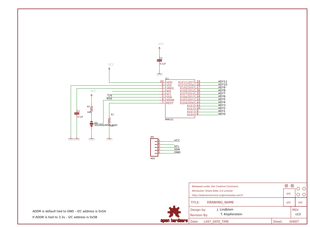 Capacitive Touch Keypad - MPR121 (Open hardware) - OSHWLab