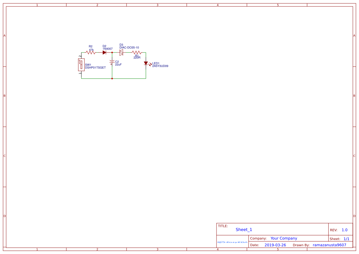 Diac Controlled Flasher - EasyEDA open source hardware lab