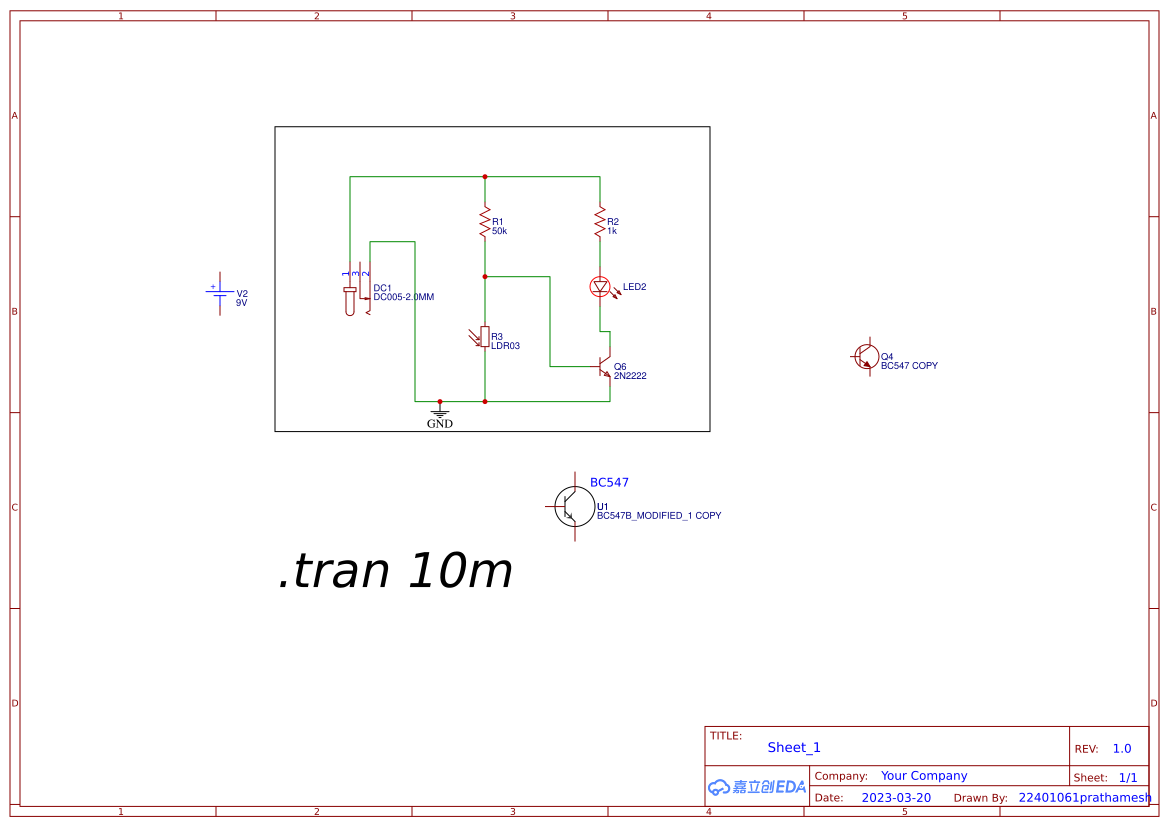 LDR Darkness sensor circuit - EasyEDA open source hardware lab