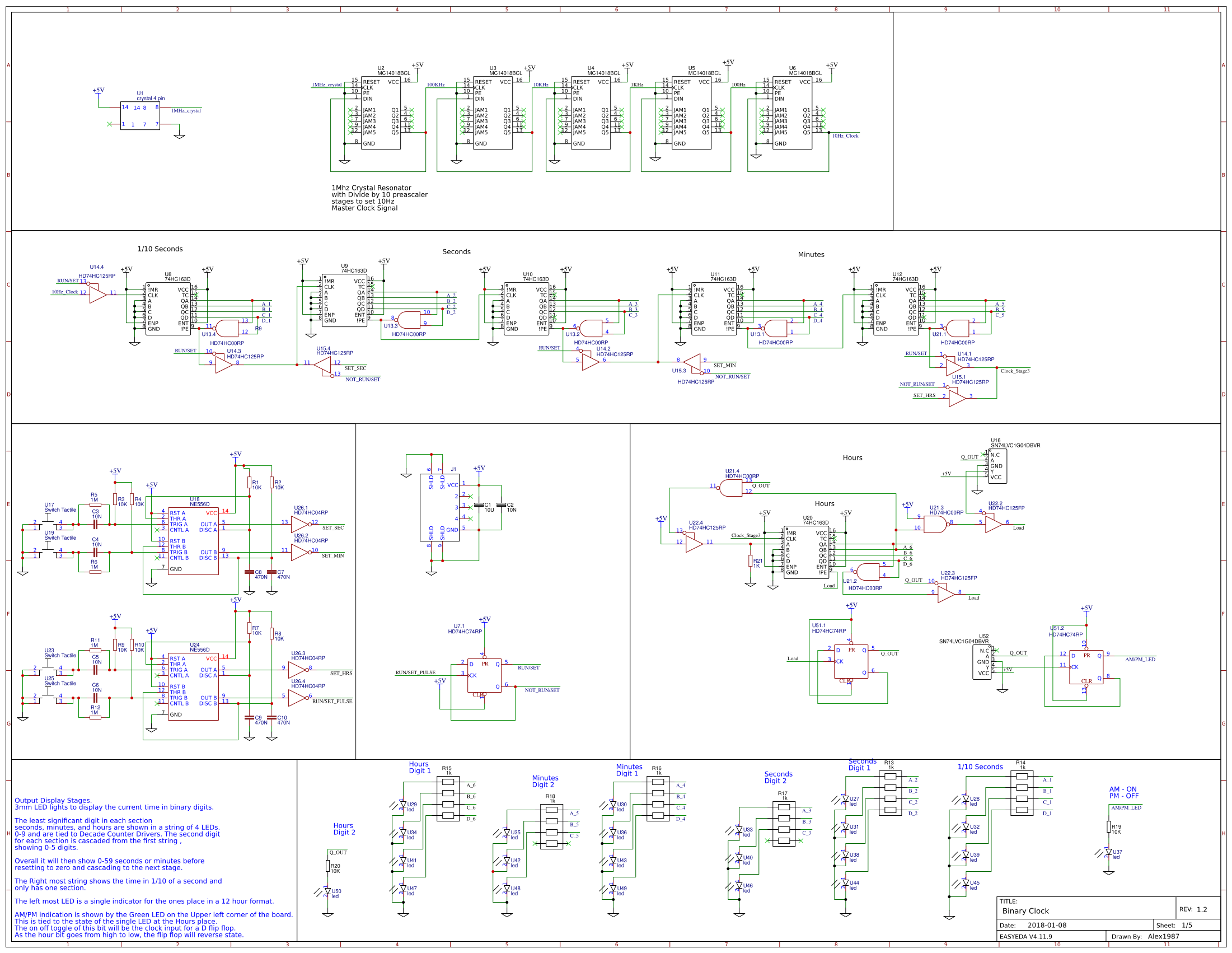 Binary Clock - OSHWLab