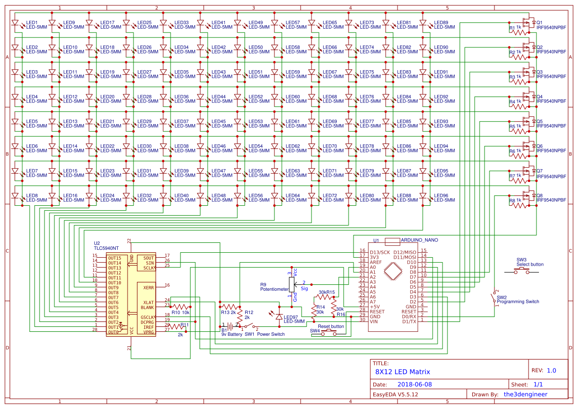 Old LED Matrix 8x12 - OSHWLab