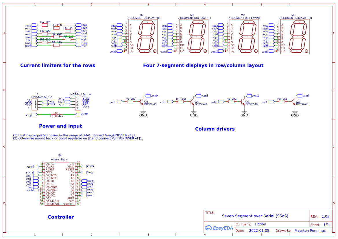 Seven Segment over Serial (SSoS) - OSHWLab