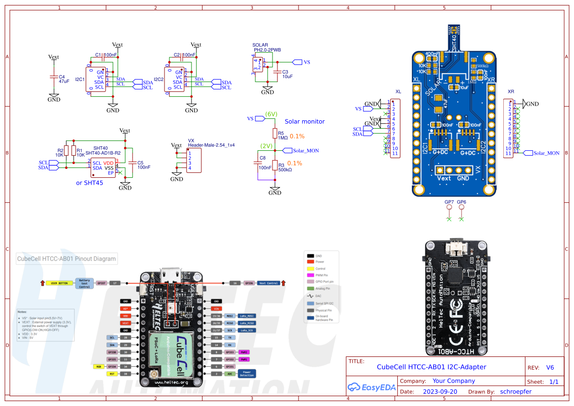 CubeCell I2C-Adapter with SHT40-45 - EasyEDA open source hardware lab