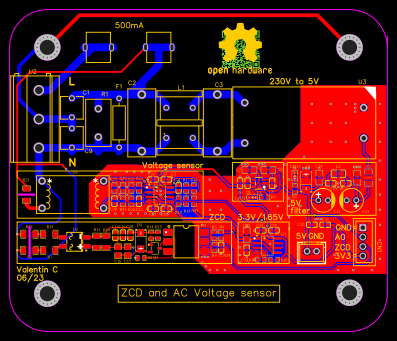 ZCD and AC Voltage sensor + 230V to 5V power supply - EasyEDA open ...