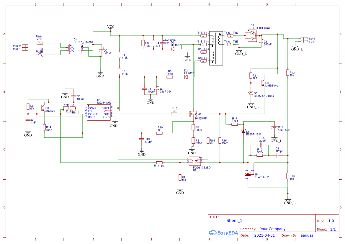FlyBack_v1_UC3844 - OSHWLab