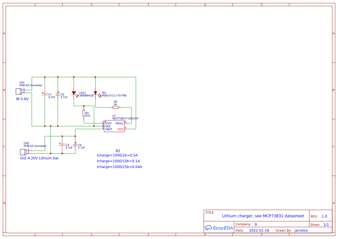 Lithium charger MCP73831 - OSHWLab