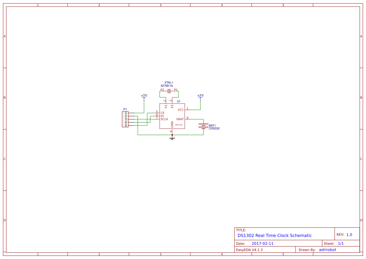 Real time clock DS1302 copy - EasyEDA open source hardware lab
