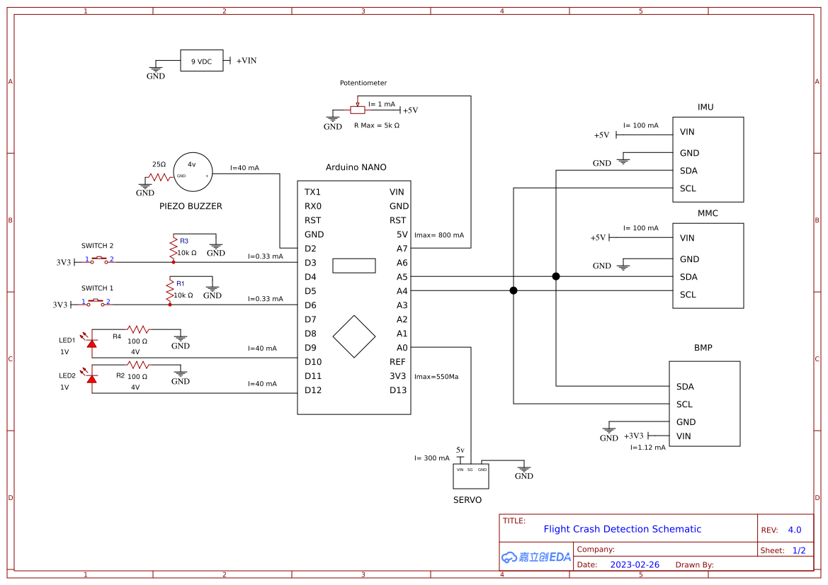 Flight Crash Detection Schematic - EasyEDA open source hardware lab