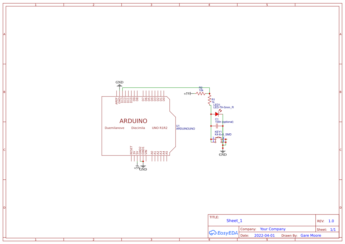 1 Pin Button + LED With Arduino - OSHWLab