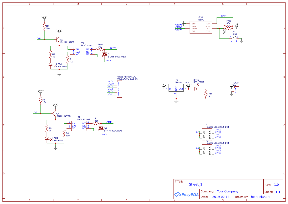 IoT Relays pre0.1 FIXED (NPN) - EasyEDA open source hardware lab
