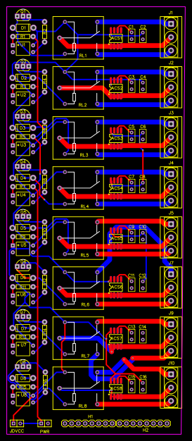 8-Channel Relay Driver Module with power measurement ACS712 - OSHWLab