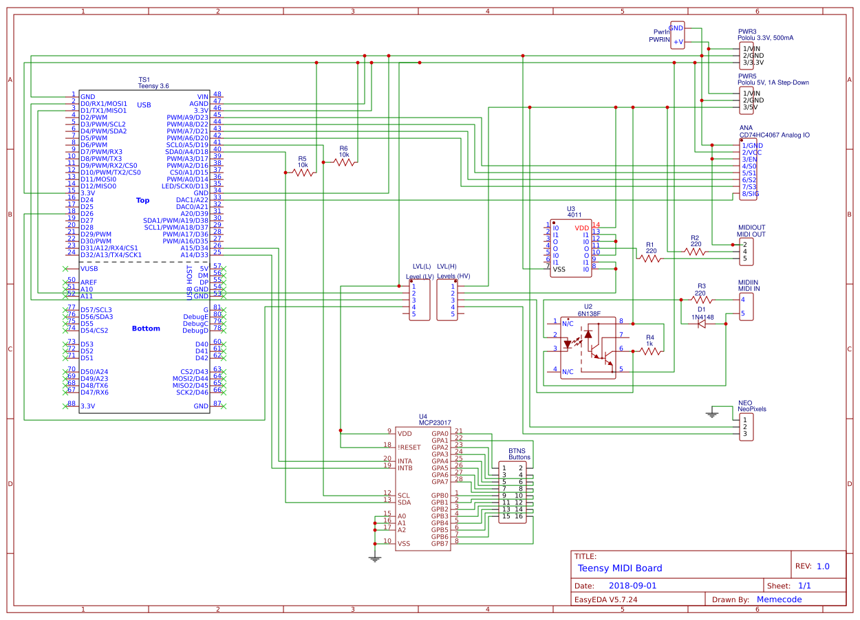 Teensy Midi Board - OSHWLab