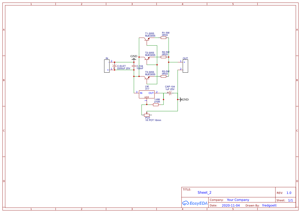 3x MJE3055 & 1x LM317T - EasyEDA open source hardware lab