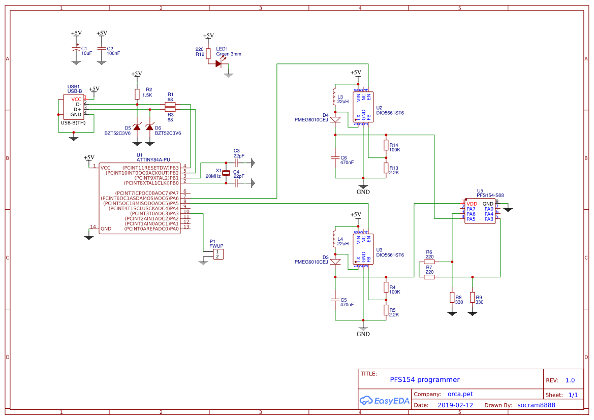 PADAUK Programmer v2 - EasyEDA open source hardware lab
