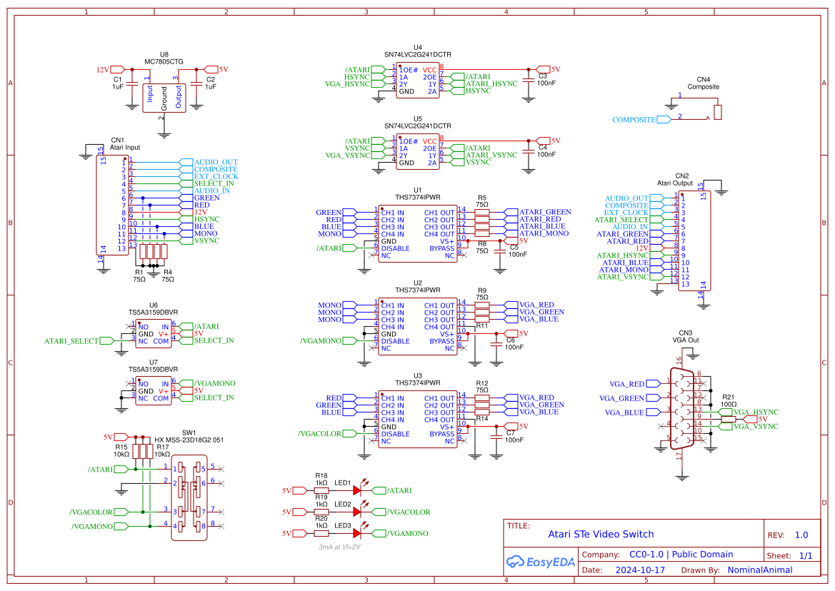 Atari STe Video Switch - OSHWLab