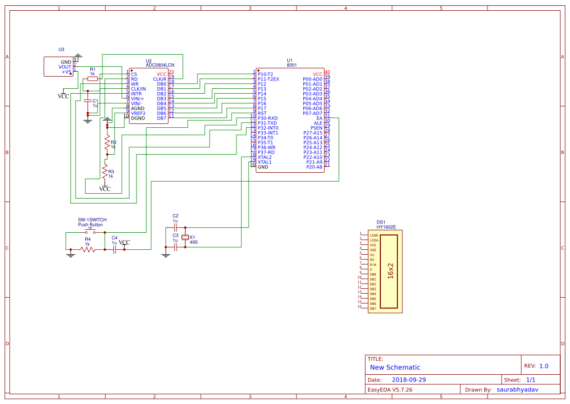 temparature sensor using 8051 - EasyEDA open source hardware lab