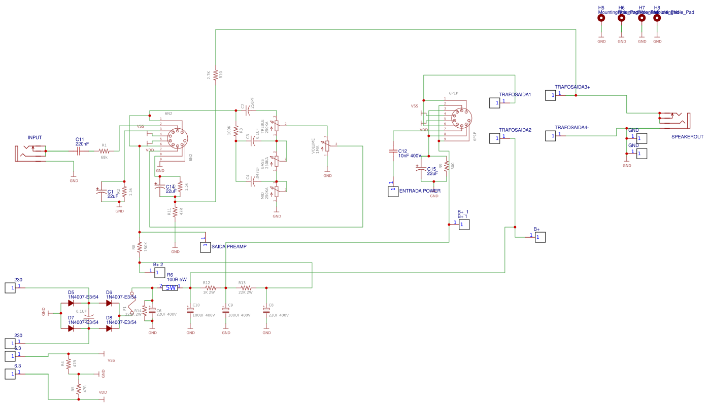 TUBE AMP 6N2 6P1 - PrinceTown - EasyEDA open source hardware lab