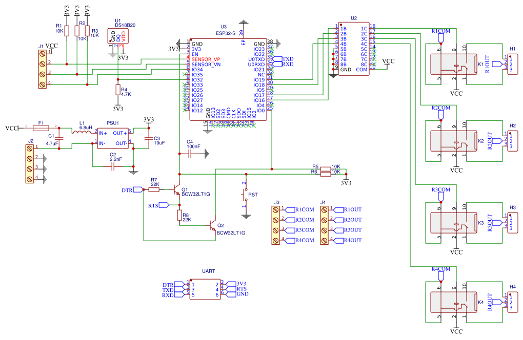 ESP32 DIN Rail I/O module - OSHWLab