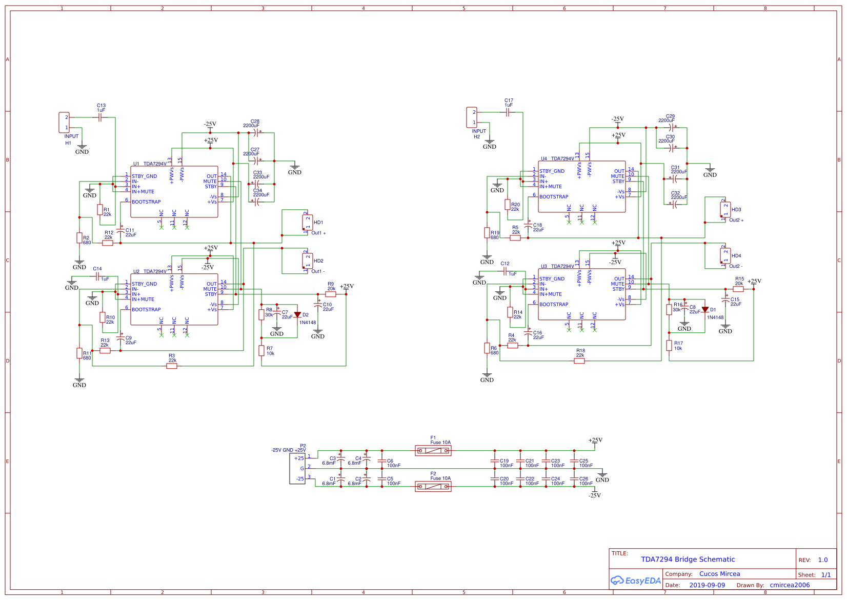 TDA7294 Bridge - OSHWLab