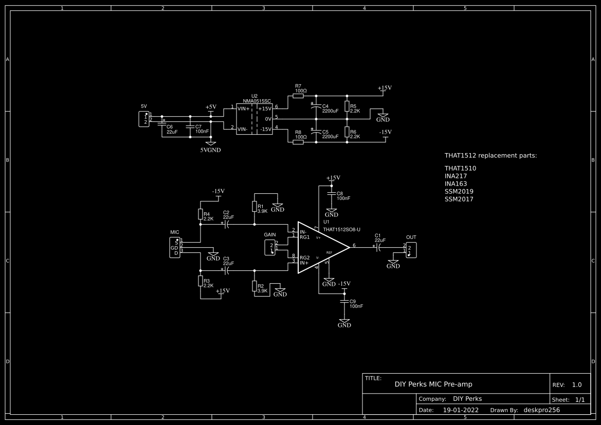 DIY Perks Mic Preamp SMD - EasyEDA open source hardware lab