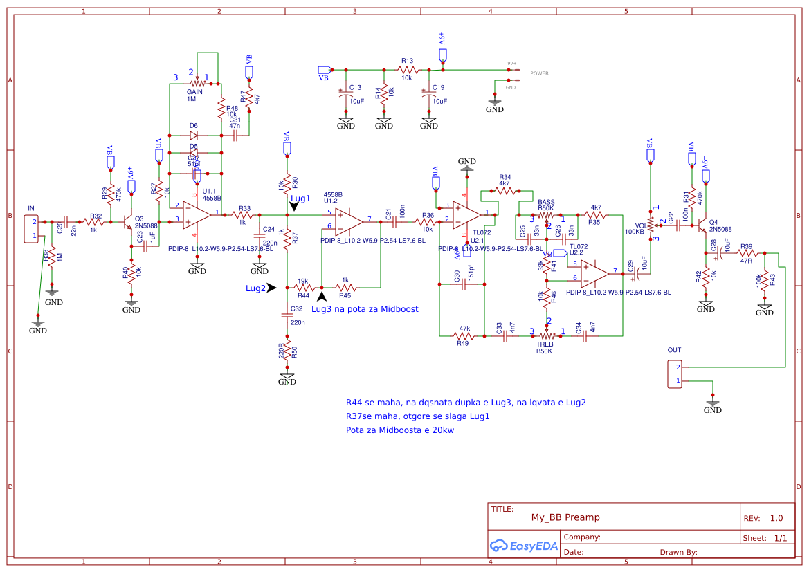 BB Preamp - EasyEDA open source hardware lab