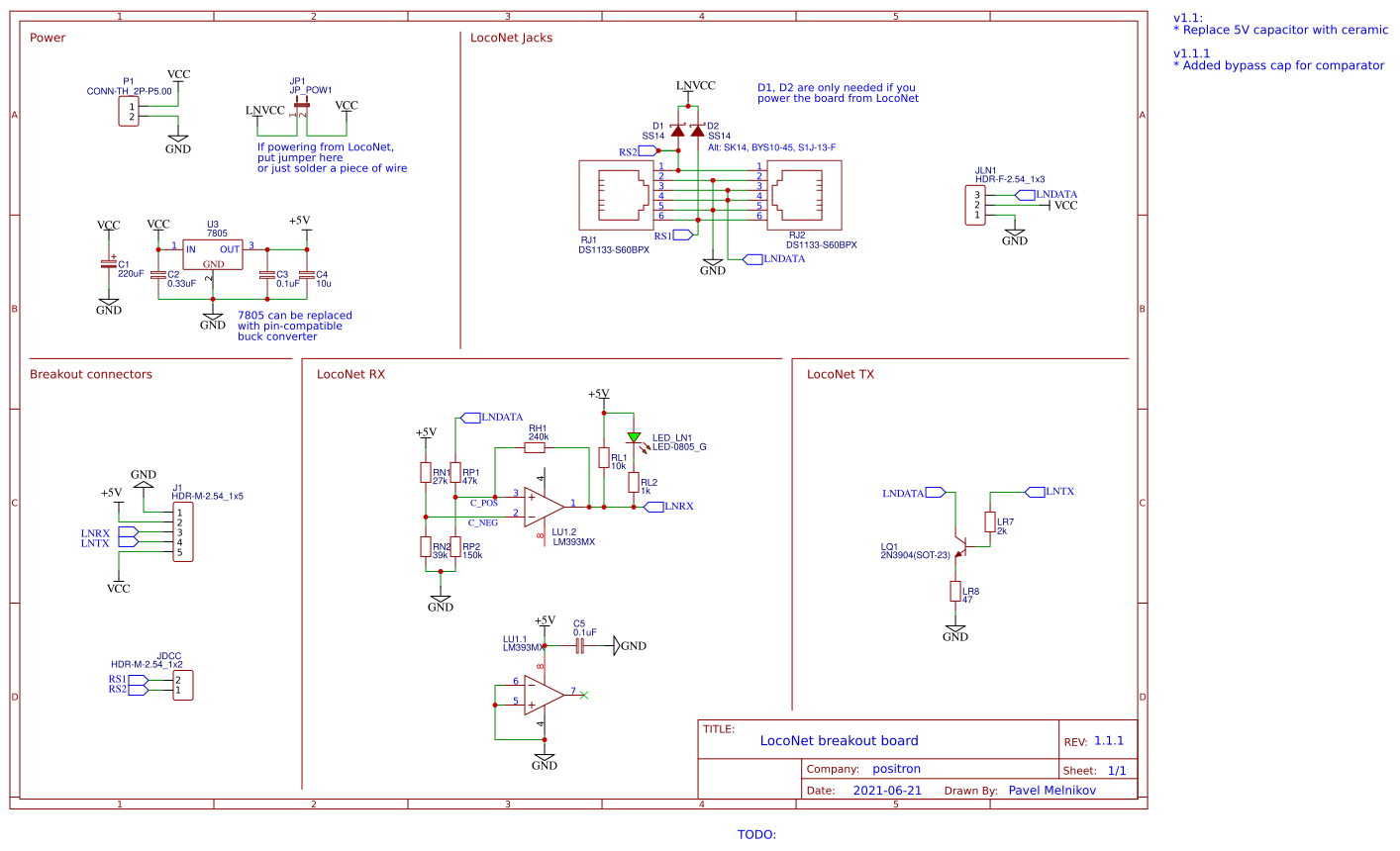 LocoNet breakout board - EasyEDA open source hardware lab