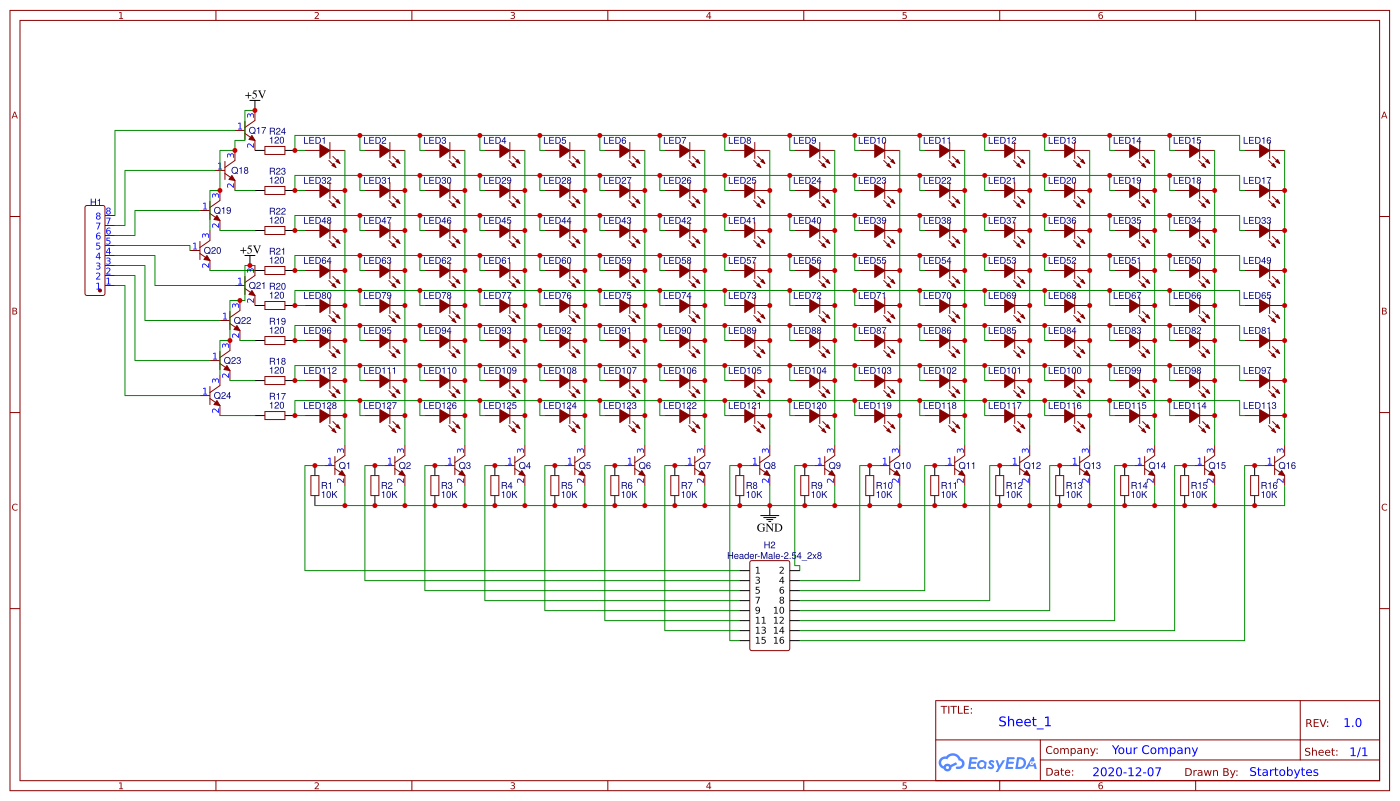 8*16 Led Matrix - EasyEDA open source hardware lab