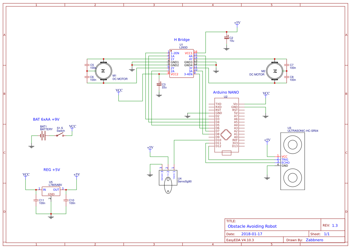 Obstacle Avoiding Robot - EasyEDA open source hardware lab