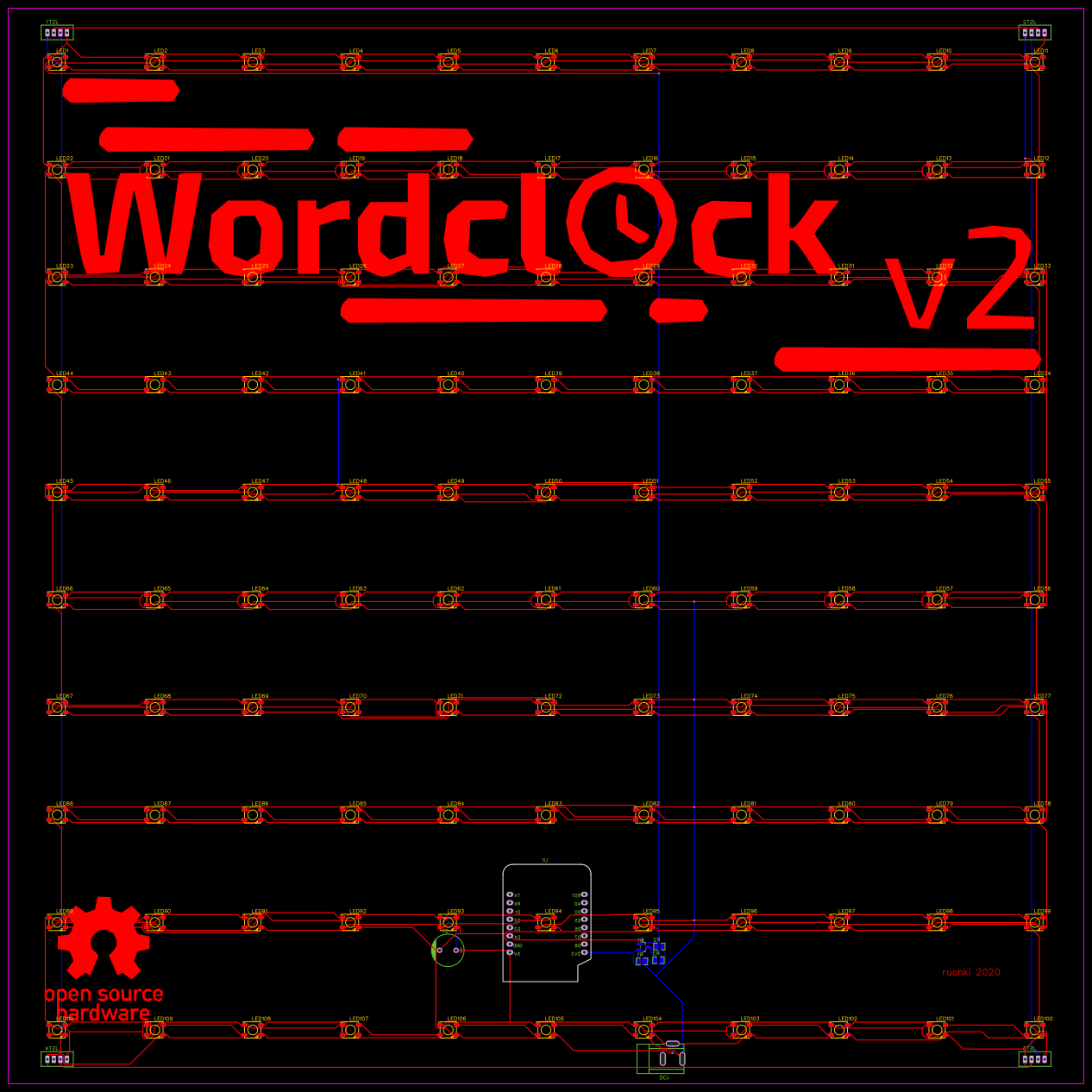 Wordclock v2 - EasyEDA open source hardware lab