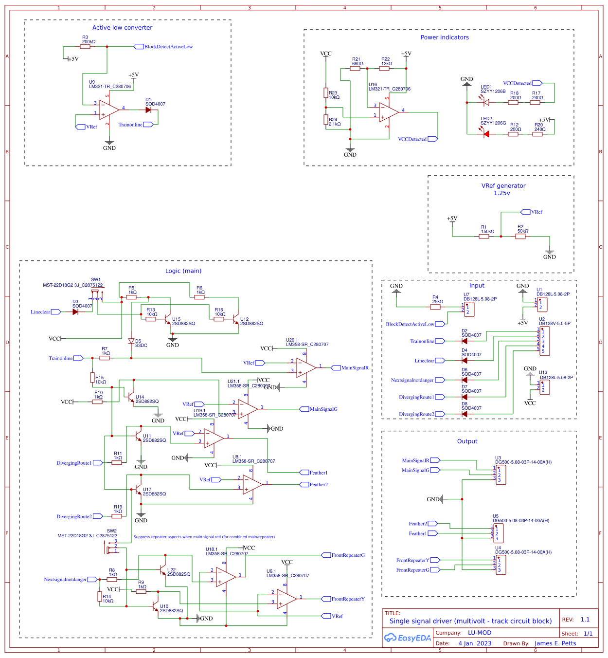 LU-MOD track circuit block single signal driver multivolt - EasyEDA open source hardware lab
