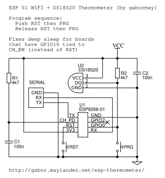 ESP01 DS1820 Thermometer - EasyEDA open source hardware lab