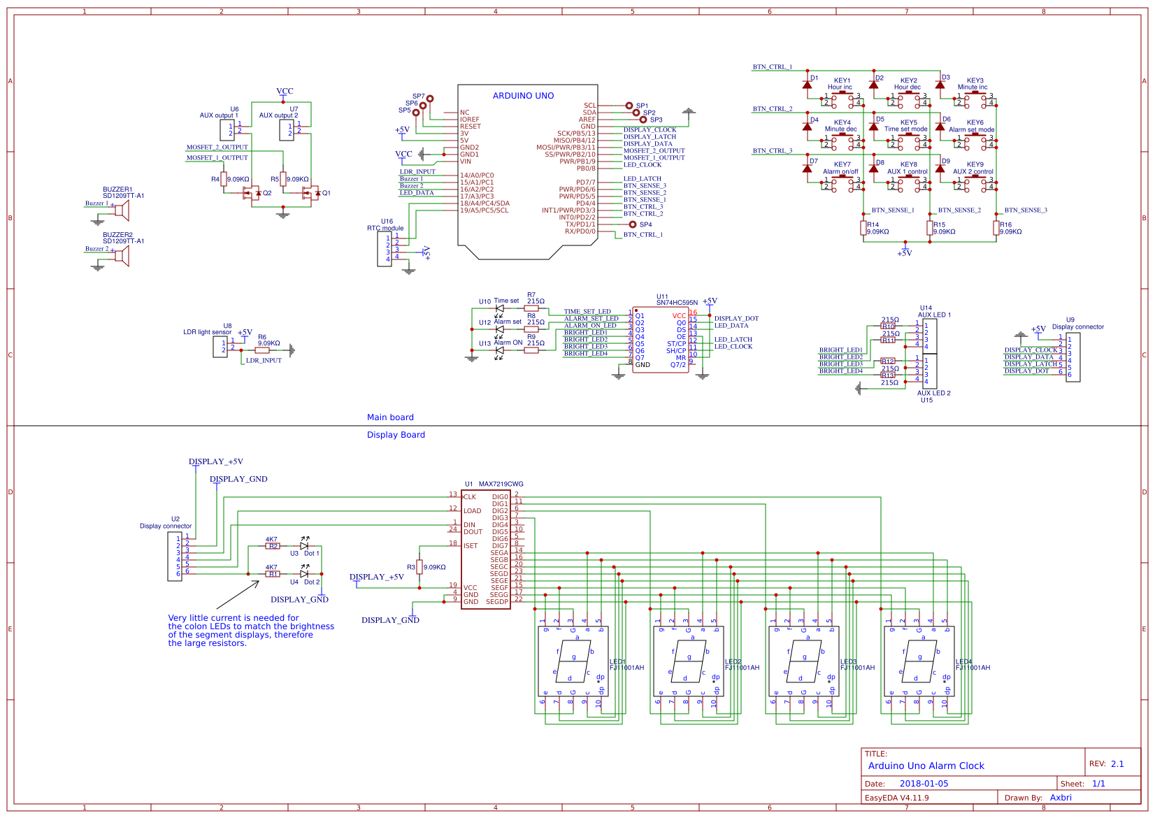 Arduino Alarm Clock - EasyEDA open source hardware lab