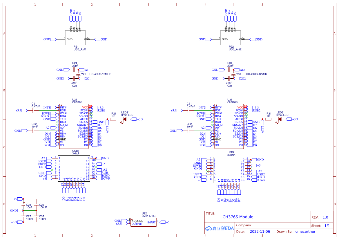 CH376-DUAL-USB-ISA-V4 - OSHWLab