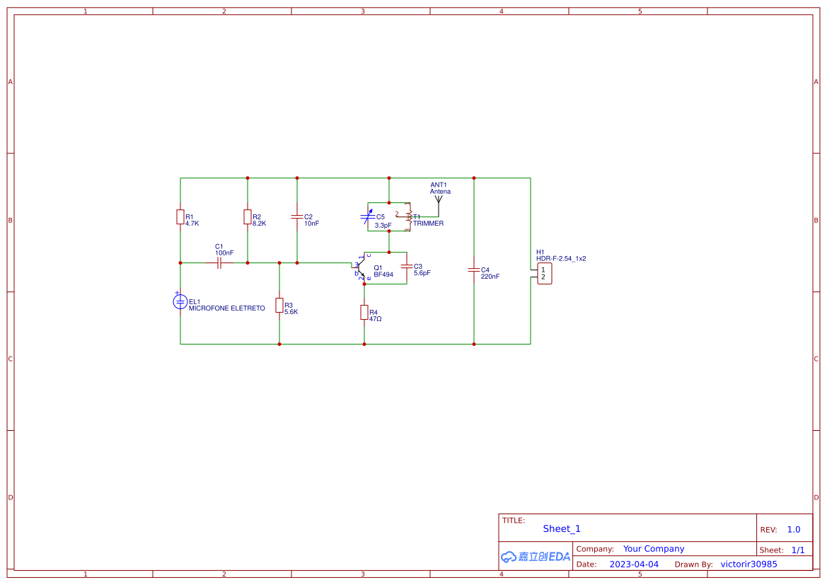 Circuito elétrico gerador de ondas de rádio - EasyEDA open source hardware lab