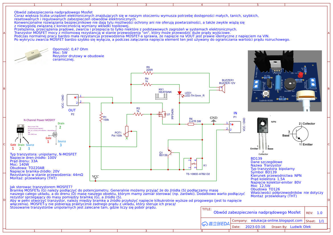 Obwód zabezpieczenia nadprądowego Mosfet - OSHWLab