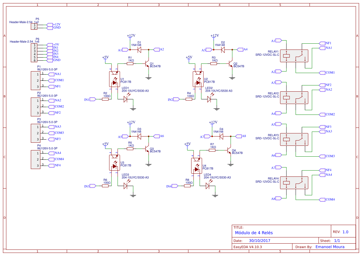 Módulo de 4 Relés - OSHWLab