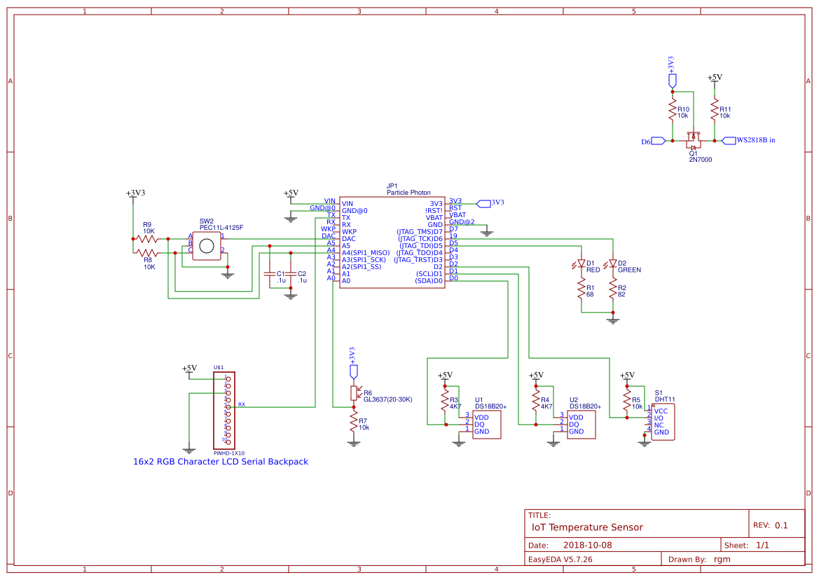Particle Photon Thermometer - EasyEDA open source hardware lab