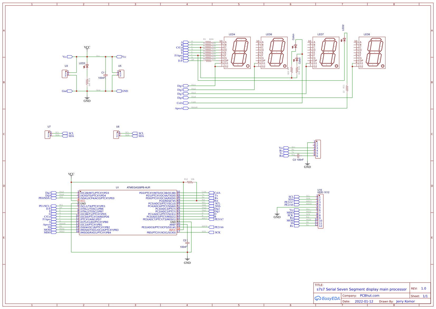 Serial 7 Segment (s7s) display - OSHWLab