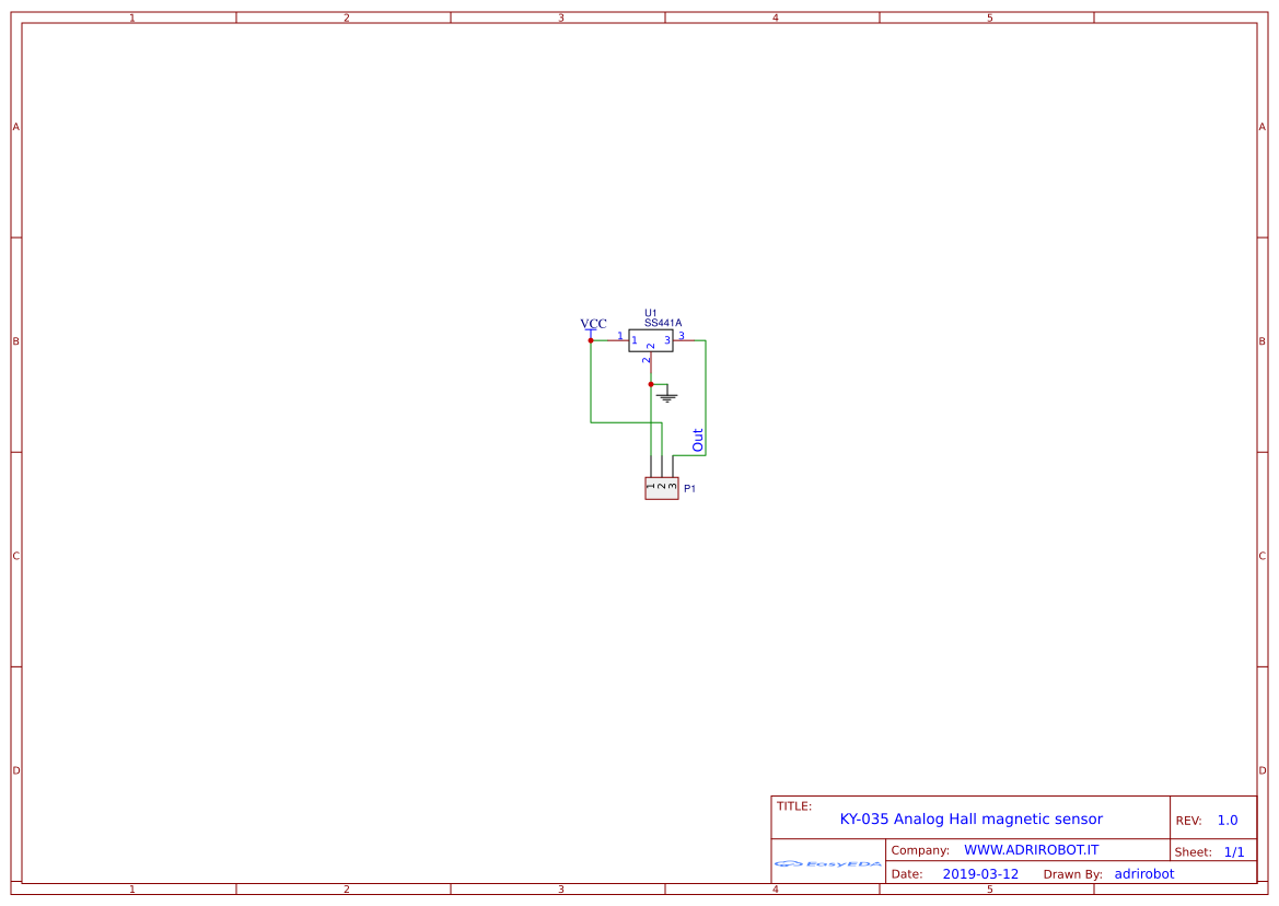 KY-035 Analog Hall magnetic sensor module - EasyEDA open source hardware lab