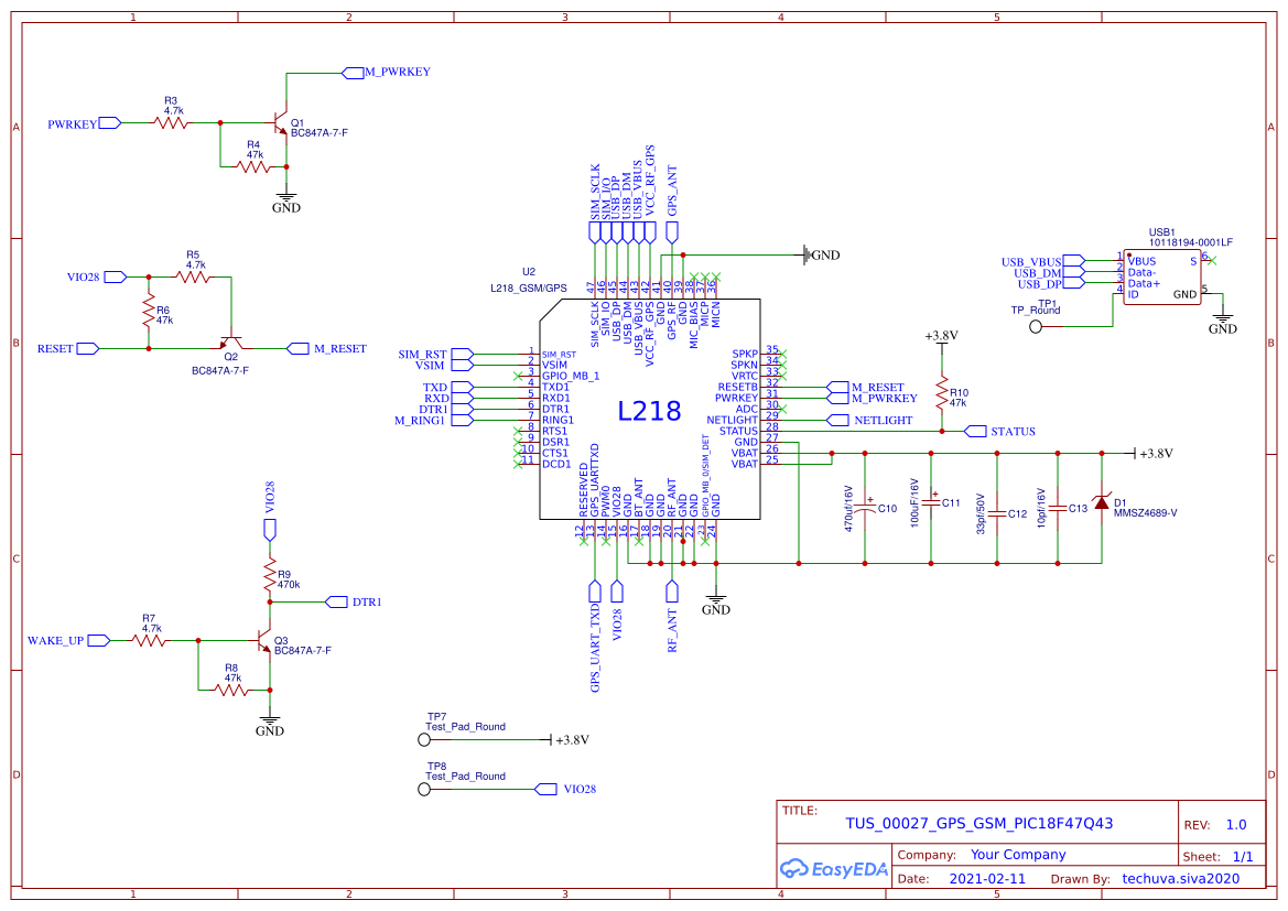 TUS_00027_V1_GSM_GPS_L218_Board - OSHWLab