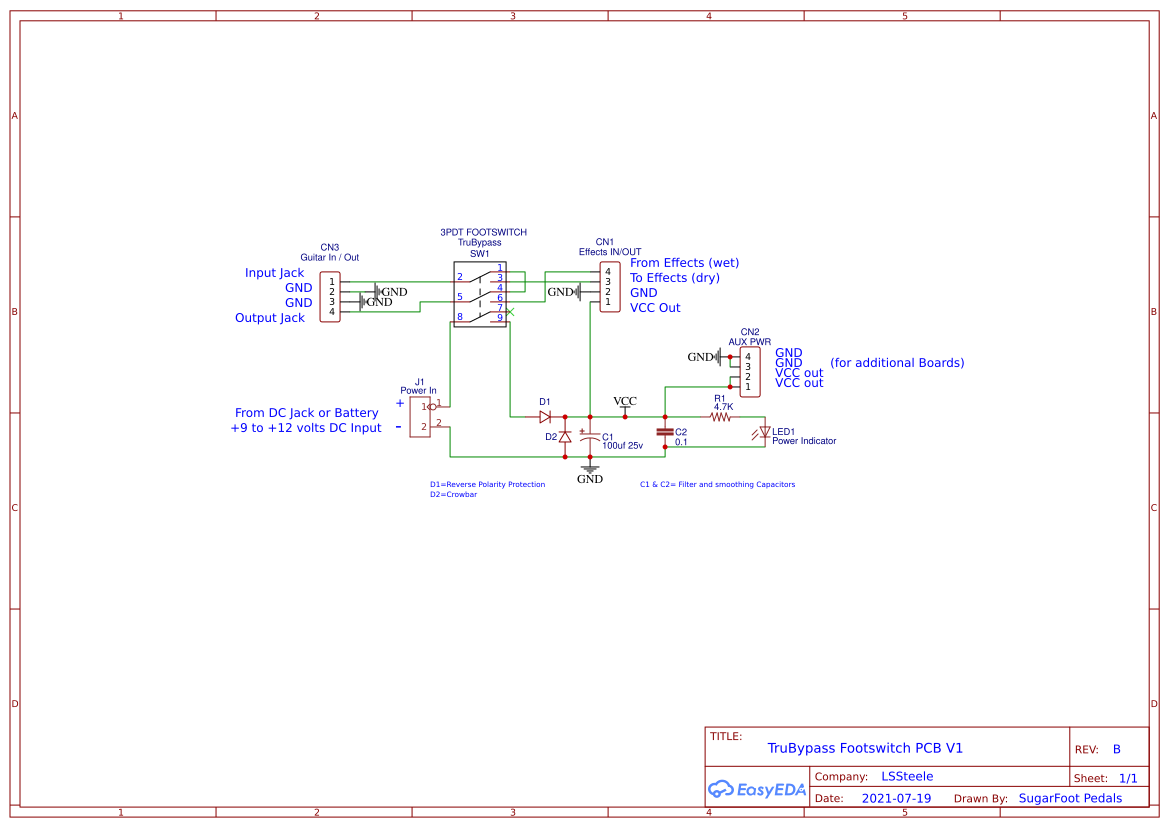 Stompbox Footswitch - EasyEDA open source hardware lab