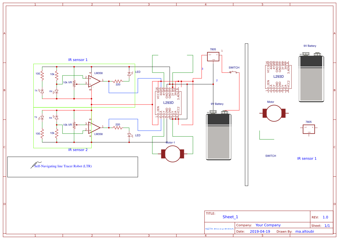 Self-Navigating line Tracer Robot (LTR) - EasyEDA open source hardware lab