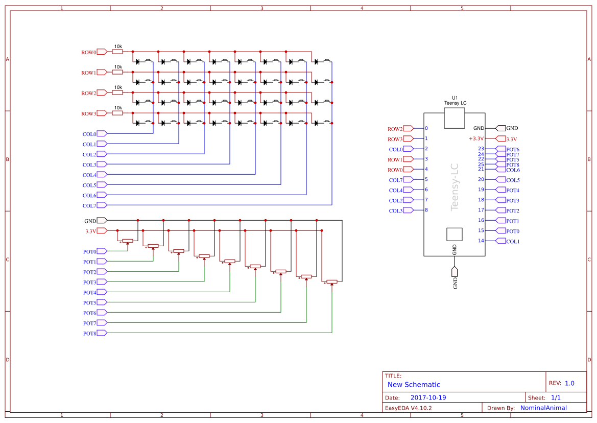 Teensy LC button matrix with pots - OSHWLab